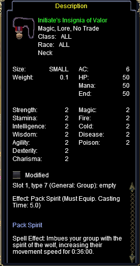 Initiate's Insignia of Valor | Nagafen Wiki | Fandom