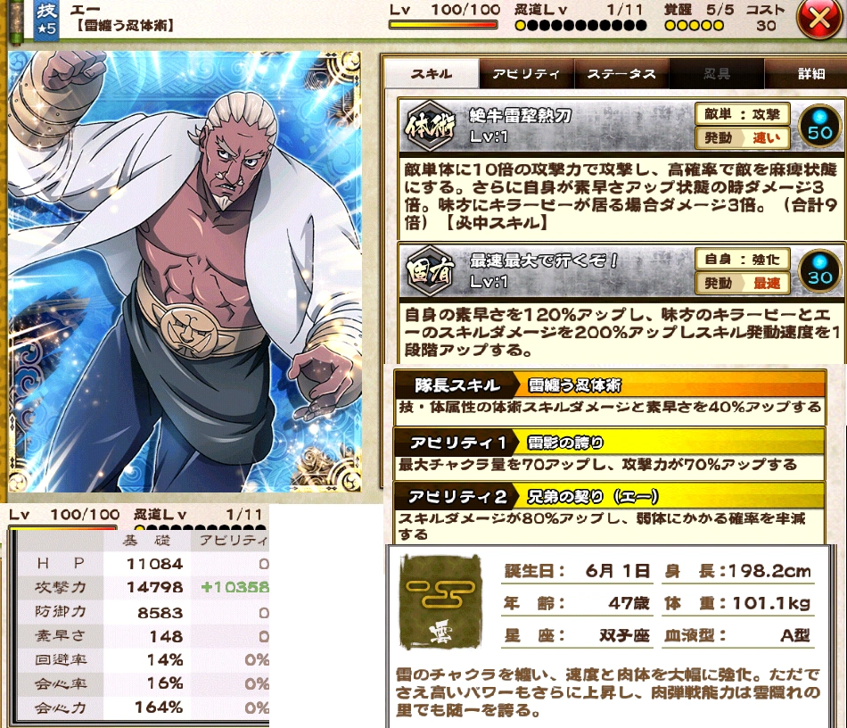 A "Thunder-Clad Shinobi Taijutsu" | Naruto Shinobi Collection JP Wikia ...