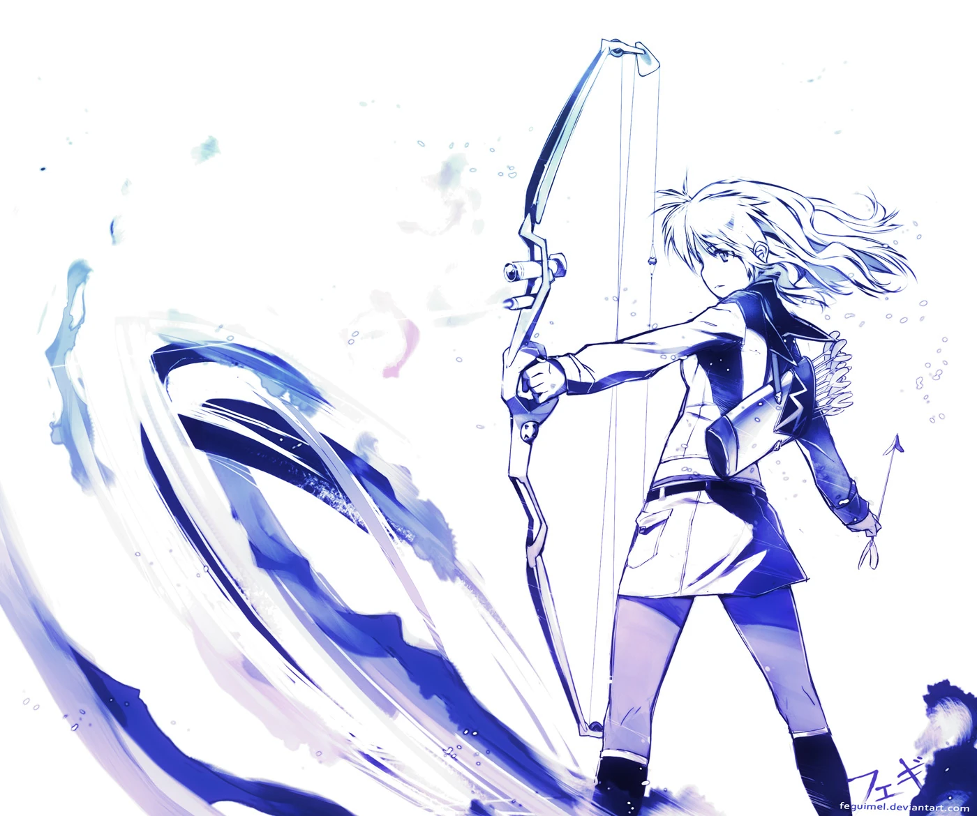 Anime Girl With Bow And Arrow Drawing