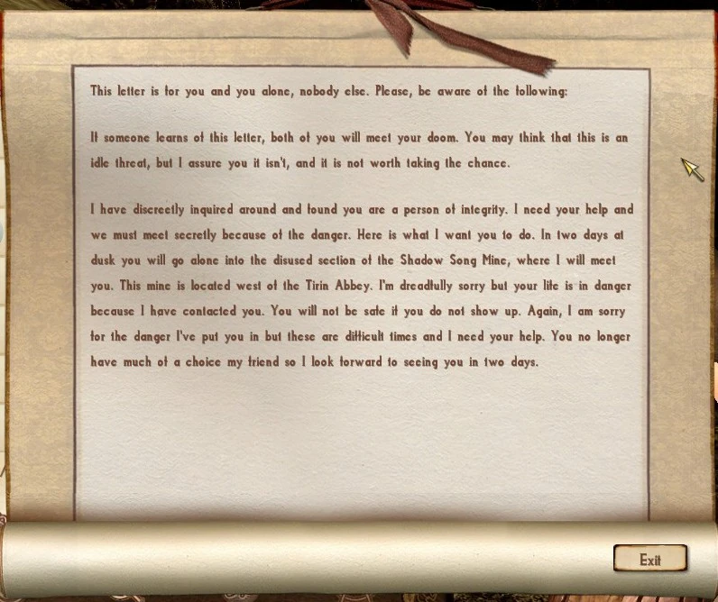 Anonymous Letter | Nehrim Wiki | Fandom