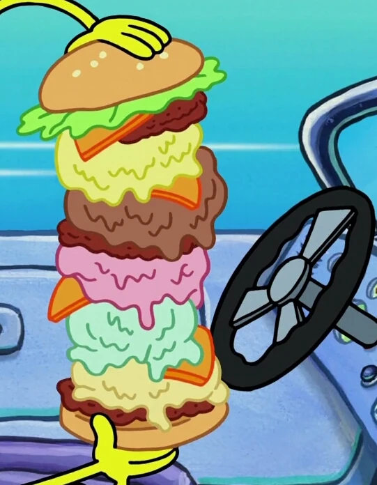 Triple Krabby patty with 5 scoops of ice cream | New ideas by Matt ...