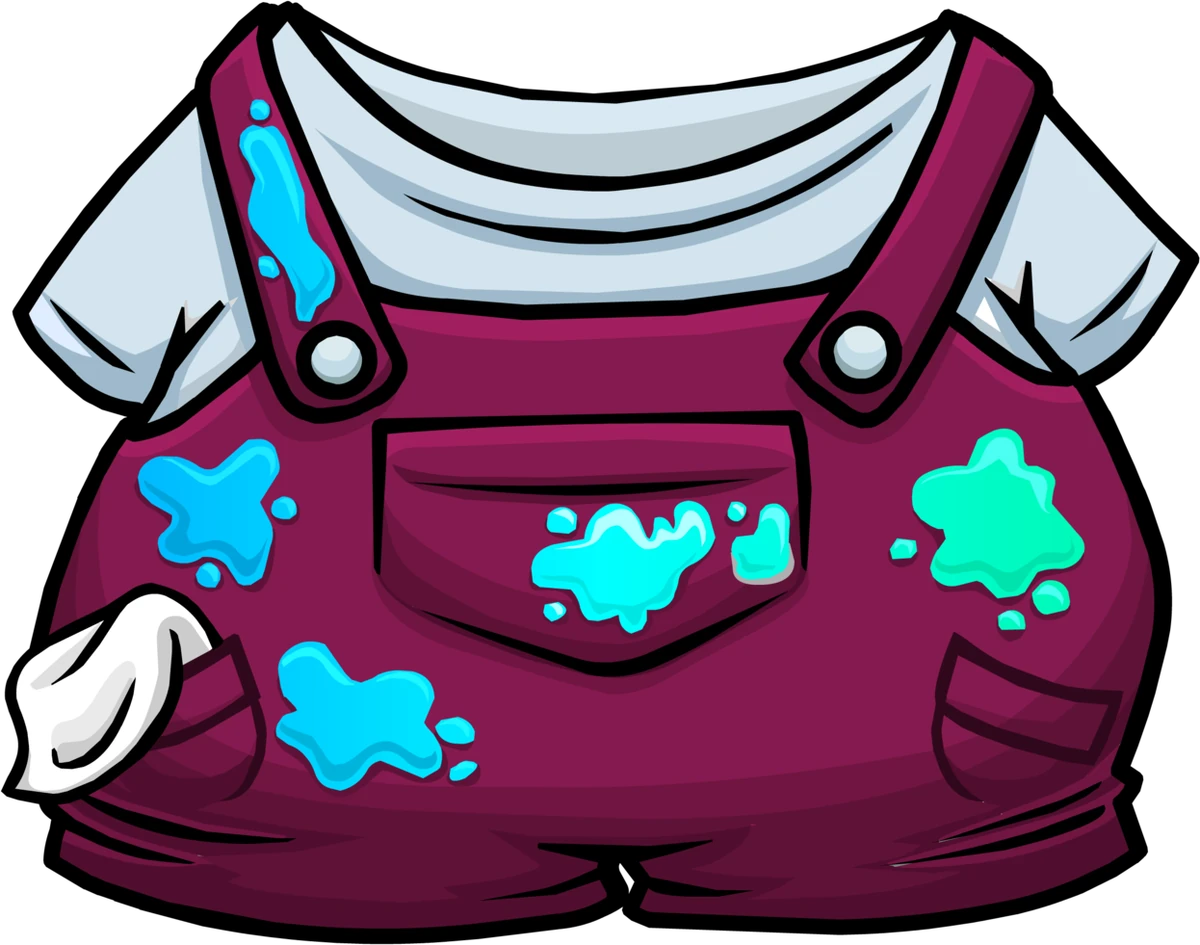 Maroon Painter's Overalls | New Club Penguin Wiki | Fandom