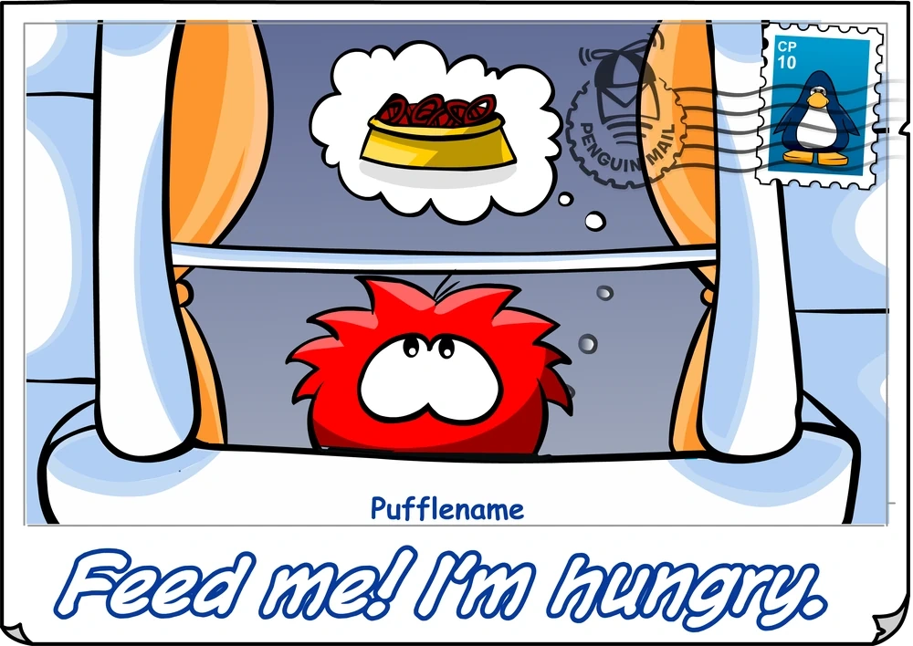 Hungry Puffle Postcard | New Club Penguin Wiki | Fandom