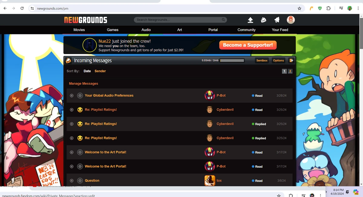 Private Messages | Wikigrounds, the free Newgrounds encyclopedia | Fandom