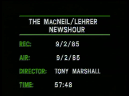 September 2, 1985 | PBS News Hour Wiki | Fandom