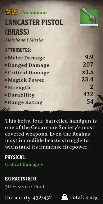 Lancaster Pistol | Nightingale Wiki | Fandom