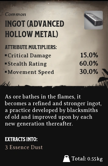 Ingot (Advanced Hollow Metal) | Nightingale Wiki | Fandom