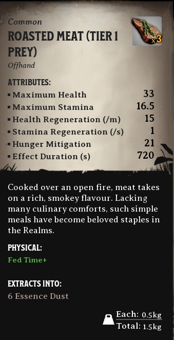 Roasted Meat (Tier 1 Prey) | Nightingale Wiki | Fandom