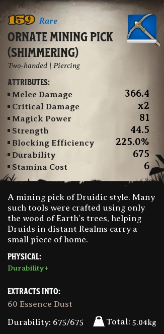 Ornate Mining Pick | Nightingale Wiki | Fandom