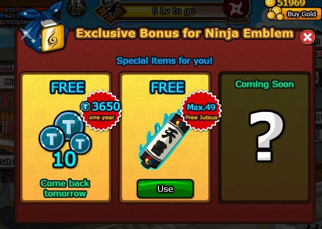 Exclusive Bonus for Ninja Emblem | Ninja Saga Wiki | Fandom