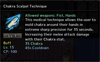 Chakra Scalpel Technique Lv. 1 | Nin Online Wiki | Fandom