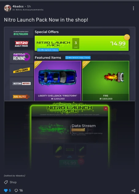 User blog:4badcc/Nitro Launch Pack | Nitro Wiki | Fandom