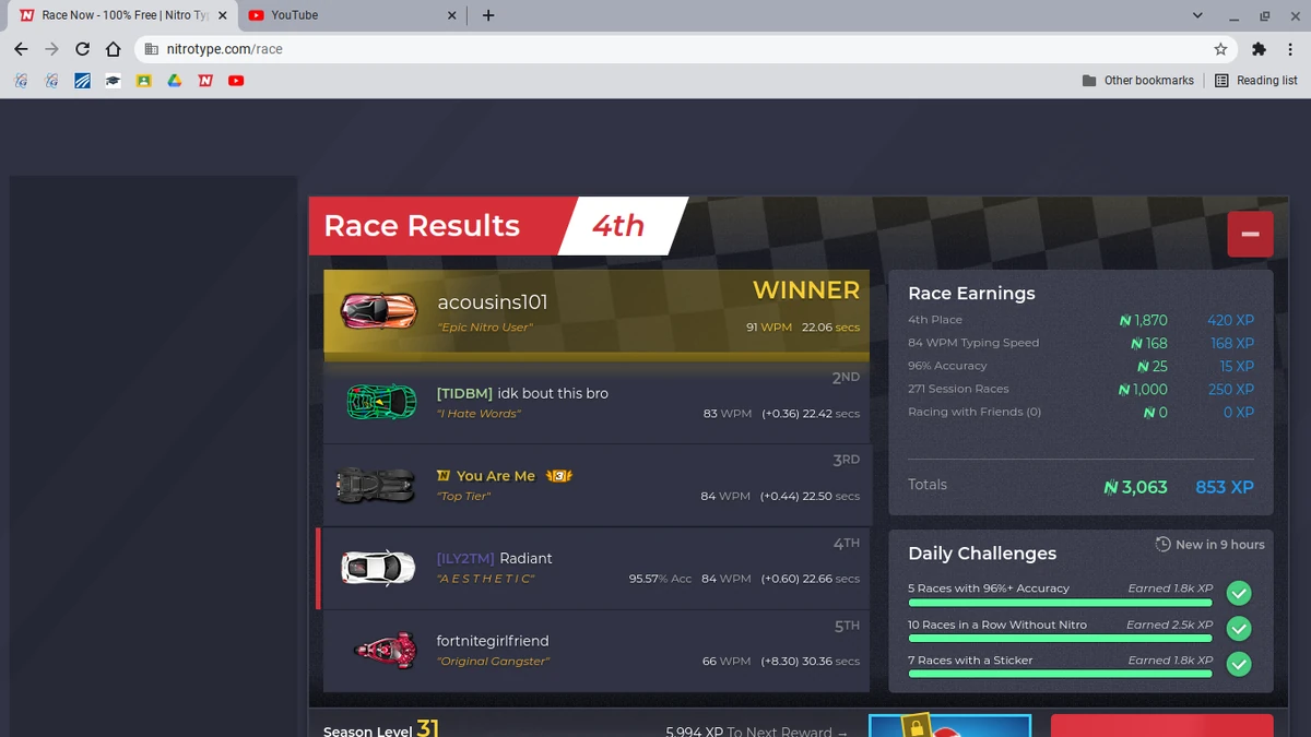 User blog:Ally717/Nitro Type Acheivements | Nitro Wiki | Fandom