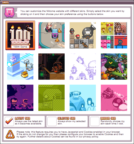 Skins | Nitrome Wiki | Fandom