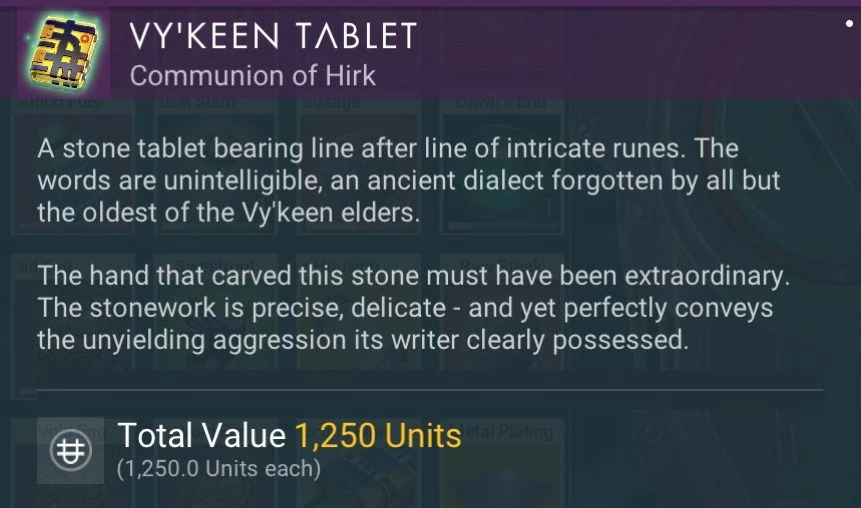 Vy'keen Tablet - No Man's Sky Wiki
