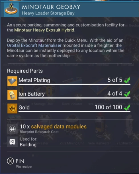 Minotaur Geobay - No Man's Sky Wiki