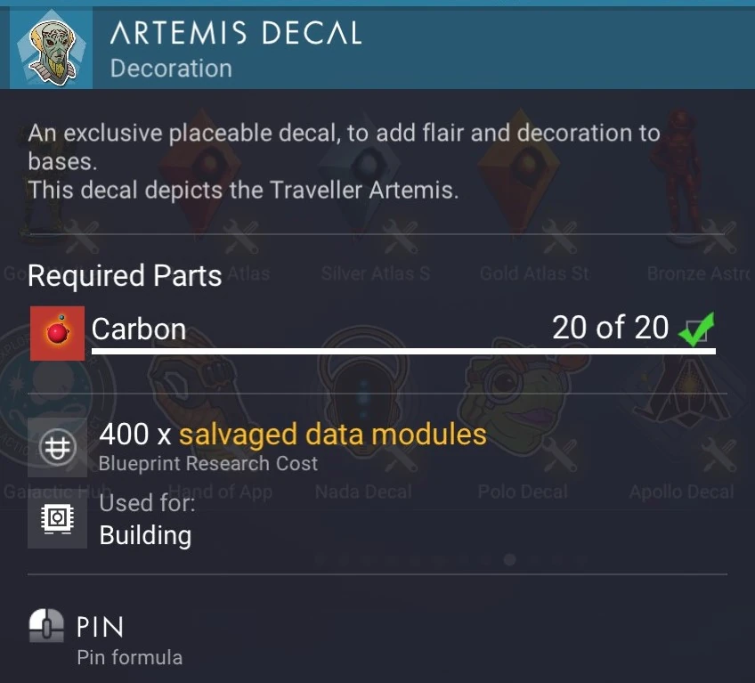 Artemis Decal - No Man's Sky Wiki