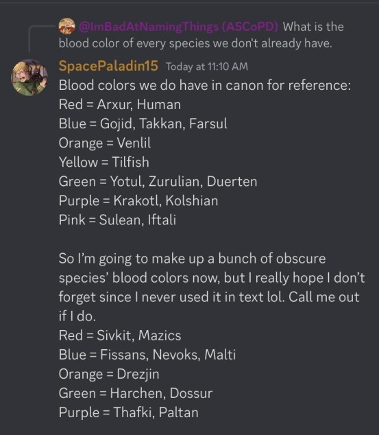 Blood Colors | The Nature of Predators Wiki | Fandom