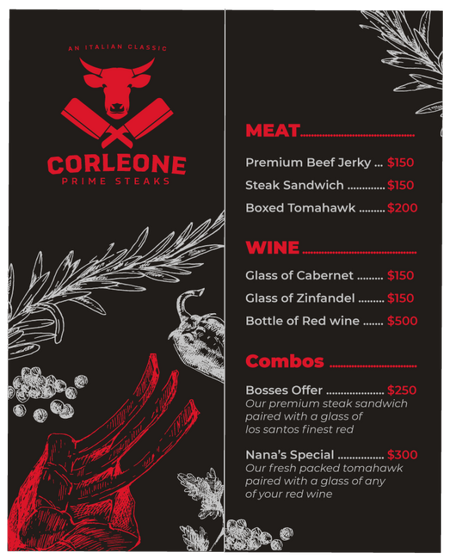 Corleone Prime Steaks/3.0 | NoPixel Wiki | Fandom