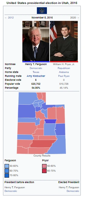 United States presidential election in Utah, 2016 (Ferguson Scenario ...