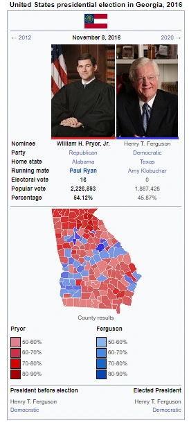 United States presidential election in Georgia, 2016 (Ferguson Scenario ...