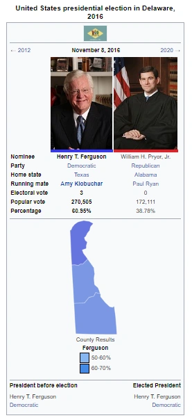 United States presidential election in Delaware, 2016 (Ferguson ...