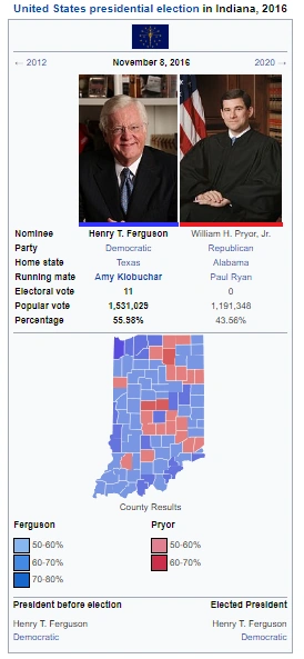 United States presidential election in Indiana, 2016 (Ferguson Scenario ...
