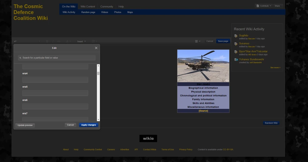 Infobox construction tutorial - New Editor, Visual mode | The Cosmic ...