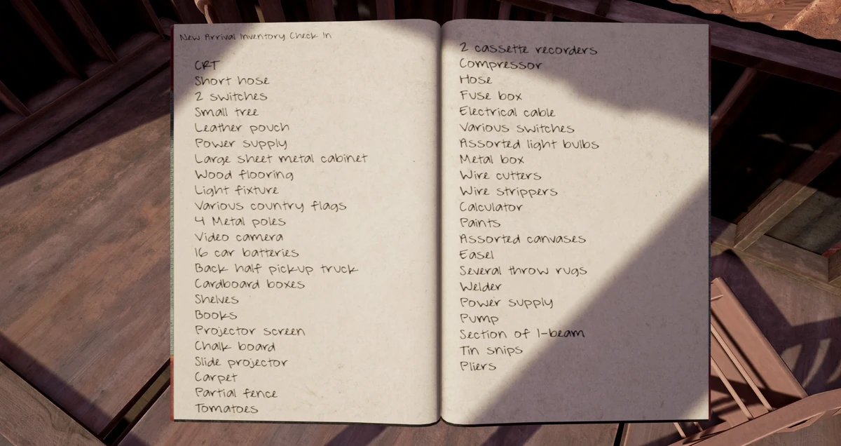 New Arrival Inventory Check In - Obduction Wiki