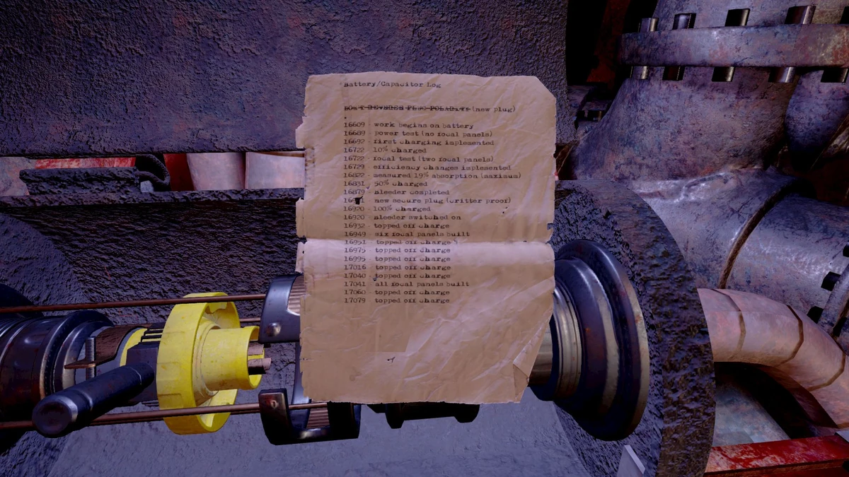 Battery/Capacitor Log - Obduction Wiki
