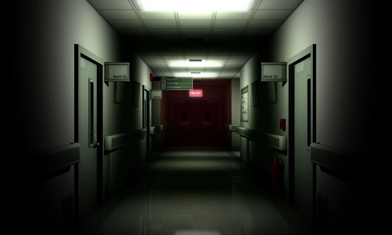 Hospital Hallway At Night