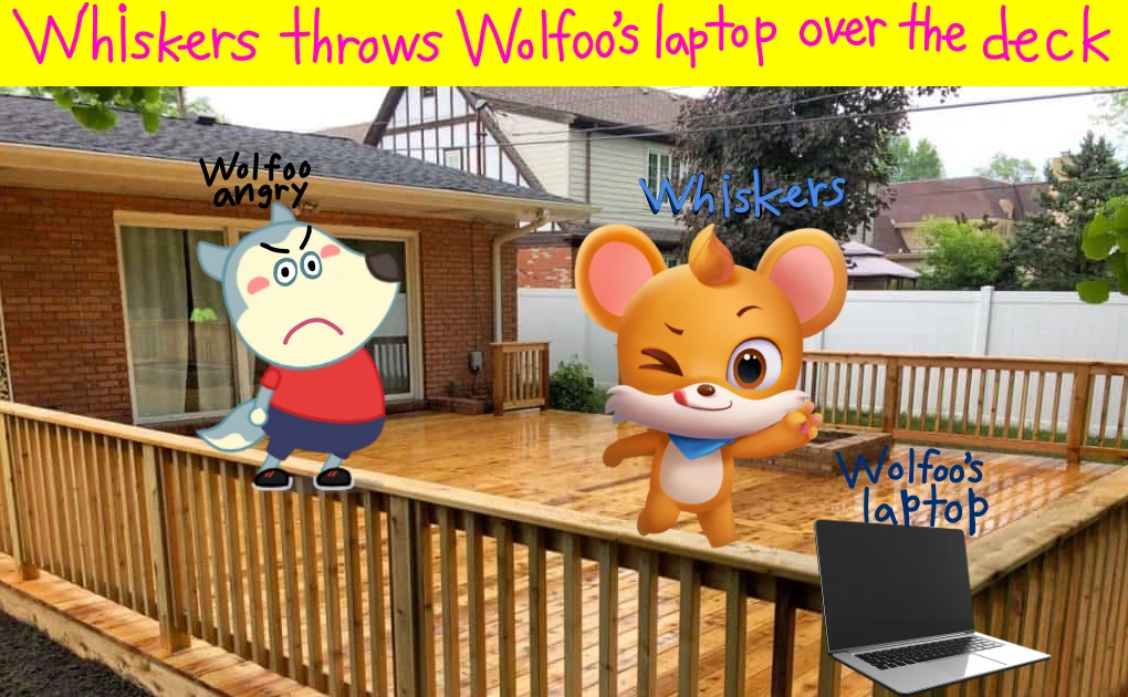 Whiskers throws Wolfoo's laptop over the deck | Oh Shiitake Wolfoo ...