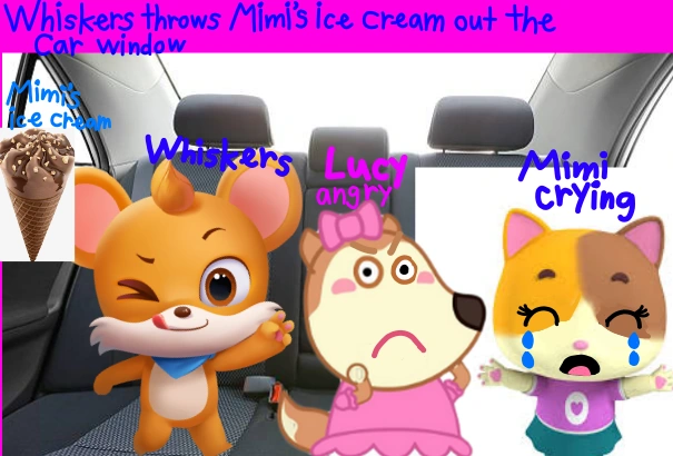 Whiskers throws Mimi's ice cream out the car window | Oh Shiitake ...