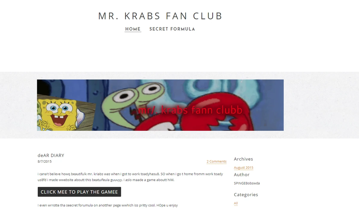 Mr. Krabs Fan Club (Website) | Oh Yeah Mr. Krabs! Wiki | Fandom