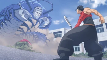 Metal Bat vs. Senior Centipede and Rafflesidon | One-Punch Man Wiki ...