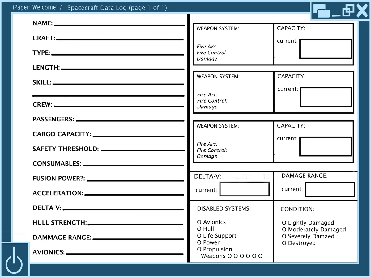 The Black Desert Campaign Setting Spacecraft Data Log | OpenD6 Wiki ...