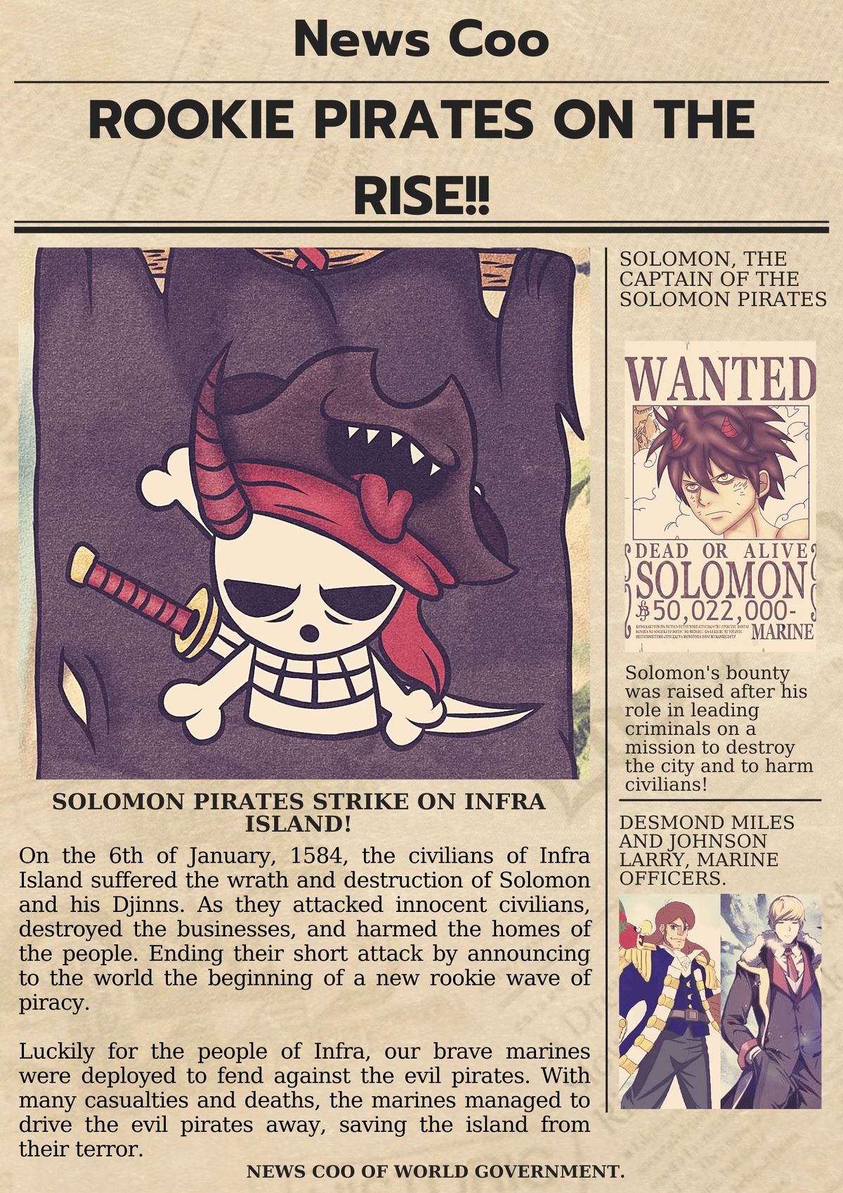 (News Coo) Solomon Pirates Strike On Infra Island! | One Piece Role ...