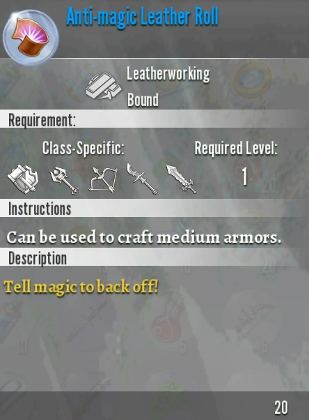 Anti-magic Leather Roll | Order and Chaos: Redemption Wikia | Fandom