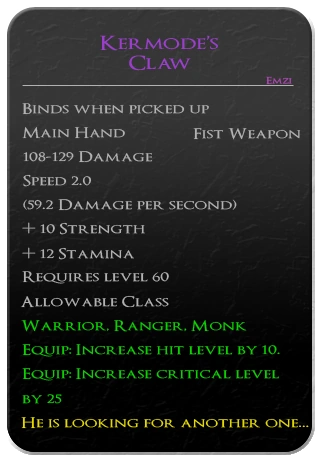 Kermode's Claw | Order and Chaos Online Wiki | Fandom