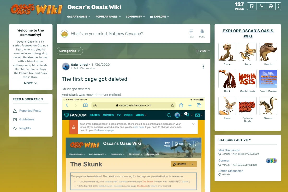 Oscar's Oasis Wiki:Discussions | Oscar's Oasis Wiki | Fandom