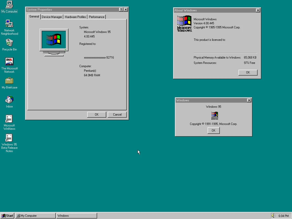 Windows 95 Build 445 | Operating System Beta, etc. Wiki | Fandom
