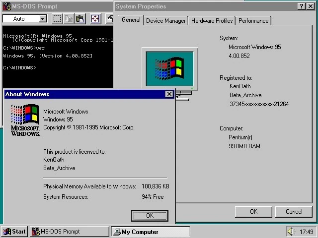 Windows 95 Build 852 | Operating System Beta, etc. Wiki | Fandom