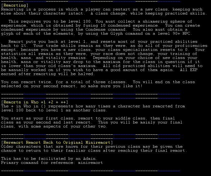 Remorting | Otherworld MUD: The Land of Tirn Aill Wikia | Fandom