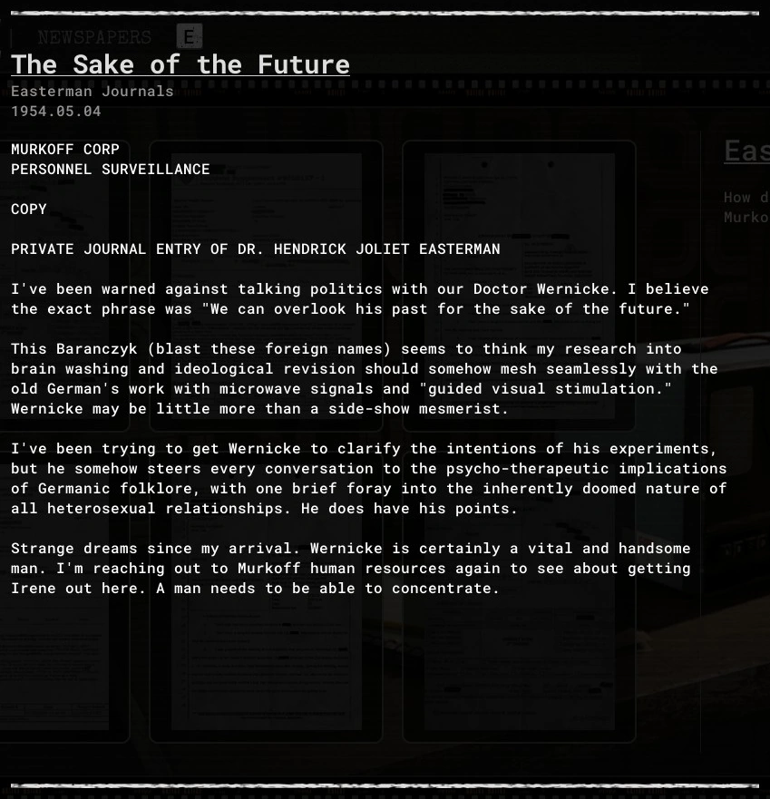 The Sake of the Future | Outlast Wiki | Fandom