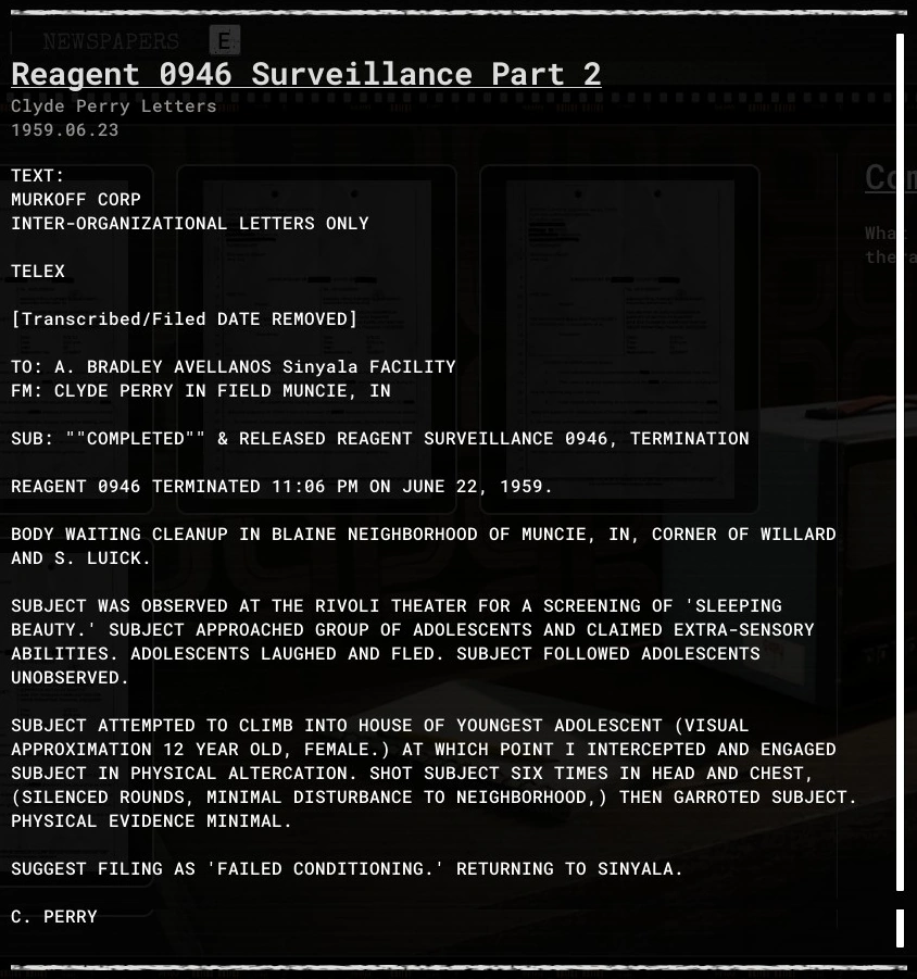 Reagent 0946 Surveillance Part 2 | Outlast Wiki | Fandom