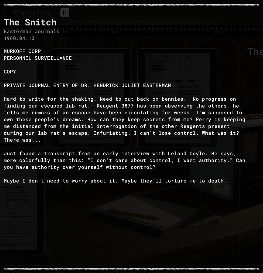 The Snitch (evidence) | Outlast Wiki | Fandom