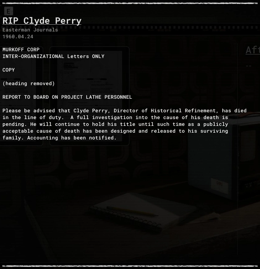 RIP Clyde Perry | Outlast Wiki | Fandom