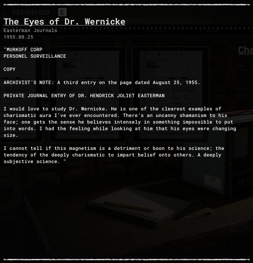 The Eyes of Dr. Wernicke | Outlast Wiki | Fandom