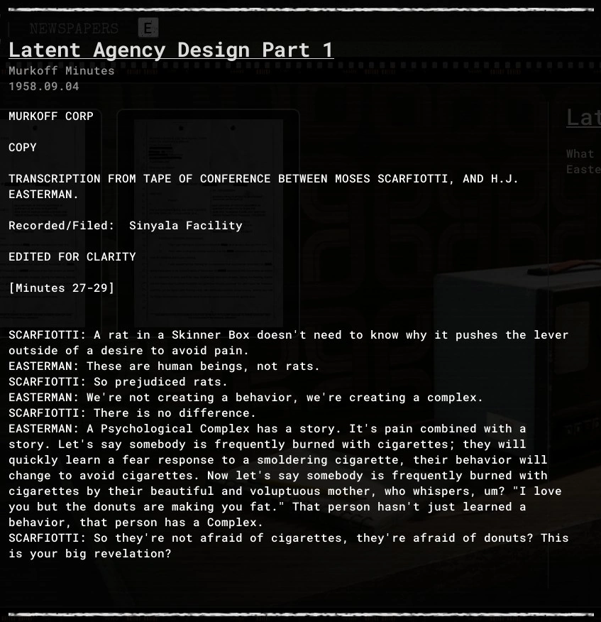 Latent Agency Design Part 1 | Outlast Wiki | Fandom