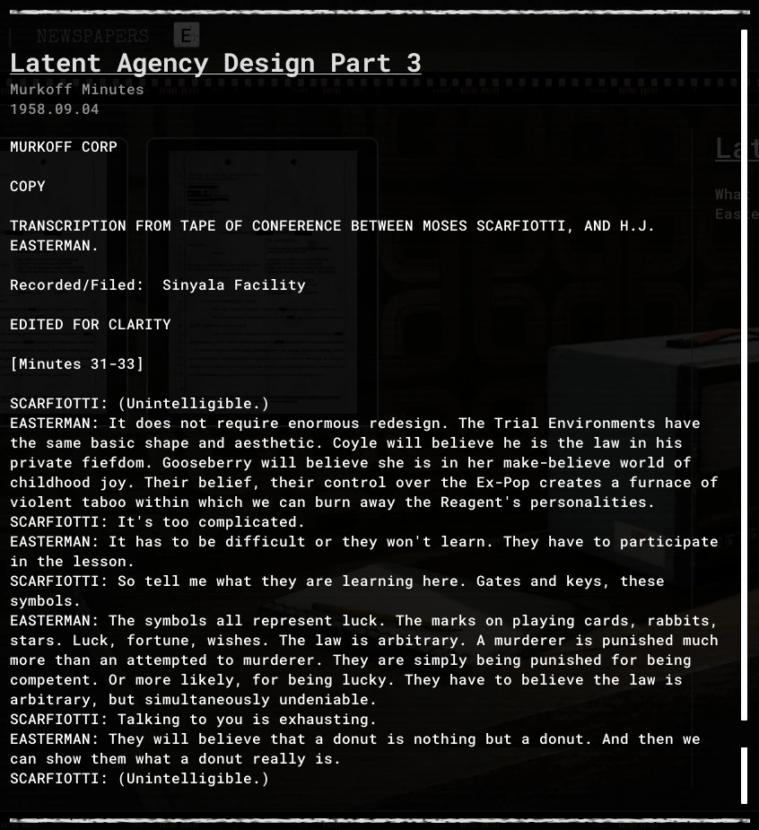 Latent Agency Design Part 3 | Outlast Wiki | Fandom